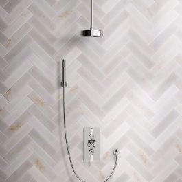 Elbe Dual Outlet Shower Kit - Concealed Valve - White Ceramic Lever ...
