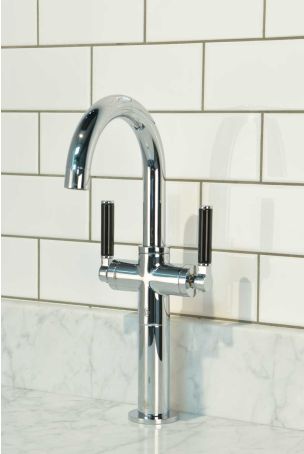 Monobloc Basin Mixer Tap - Deck Mounted - Black Lever - available in a ...