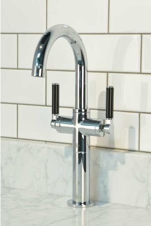 Monobloc Basin Mixer Tap - Deck Mounted - Black Lever - available in a ...