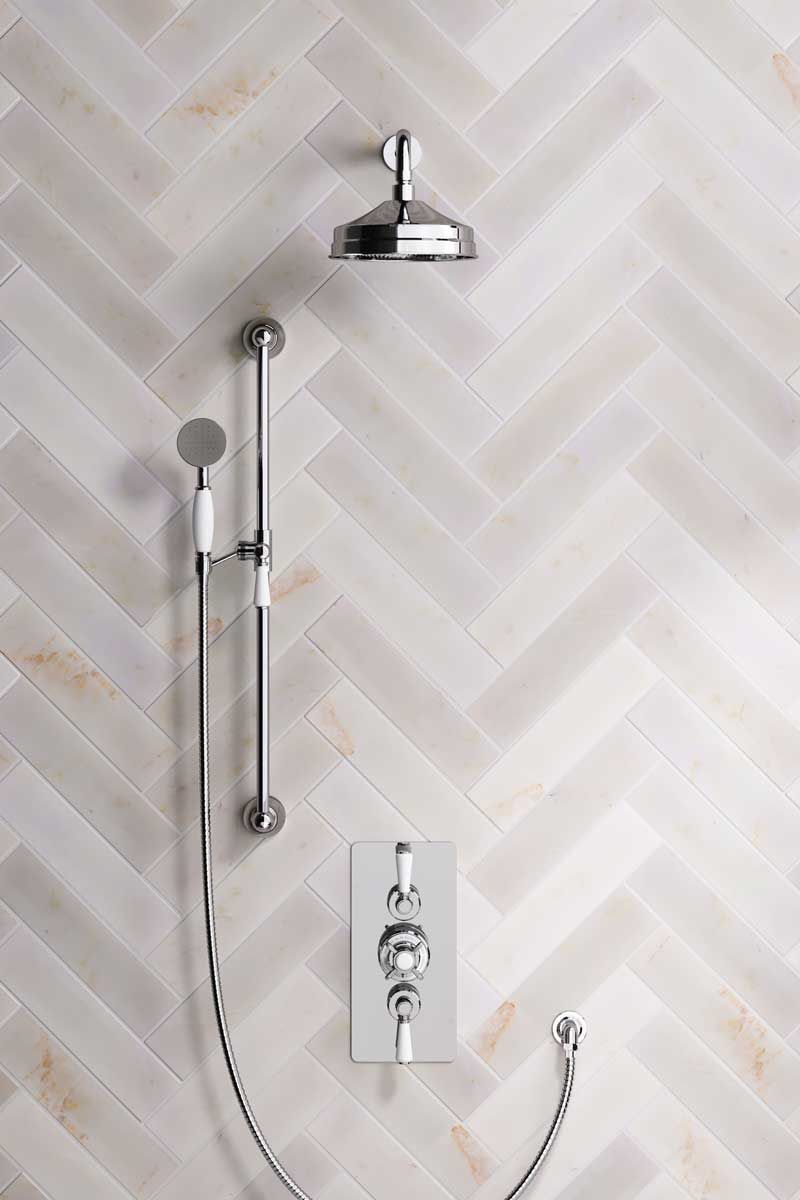 Calder Dual Outlet Shower Kit - Concealed Valve - White Ceramic Lever ...