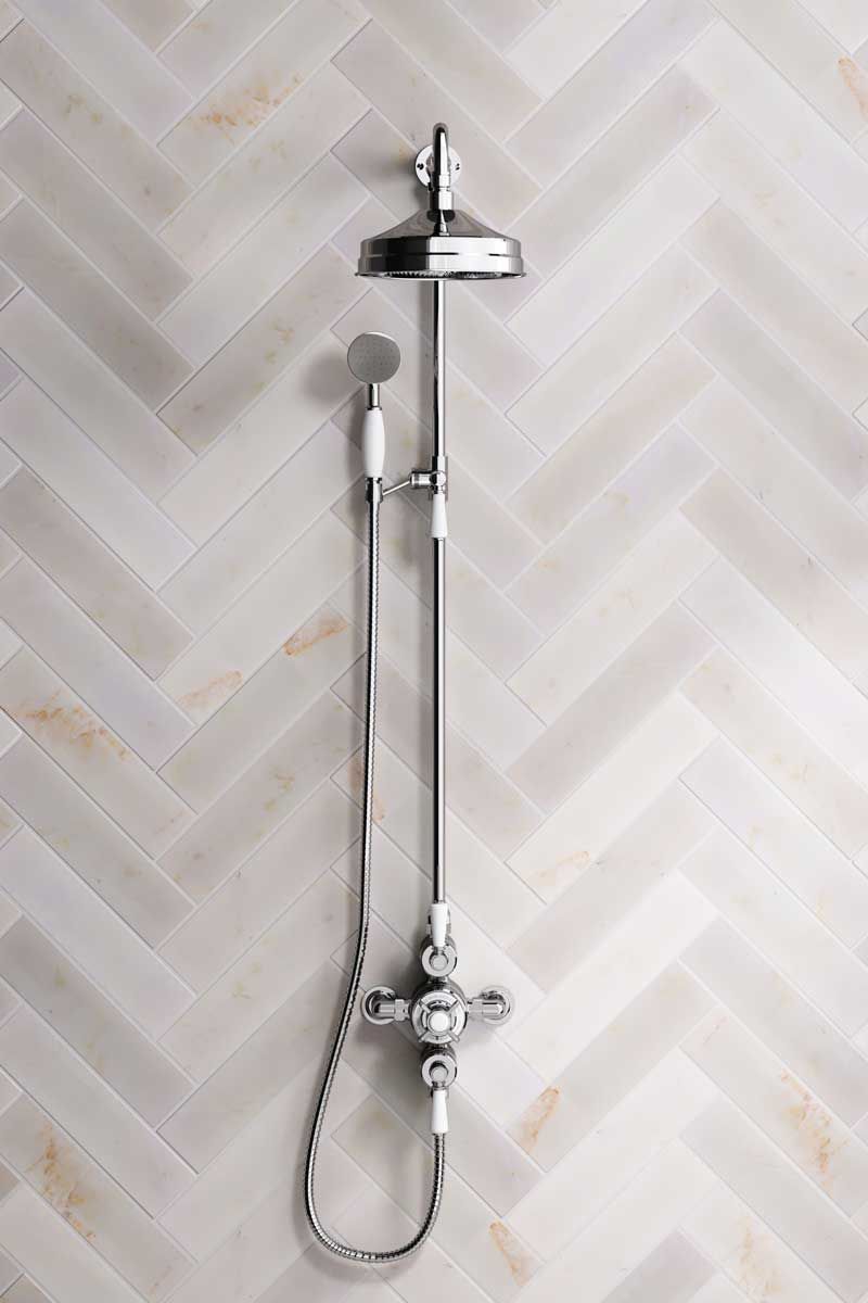 Calder Dual Outlet Shower Kit - Exposed Valve - White Ceramic Lever ...