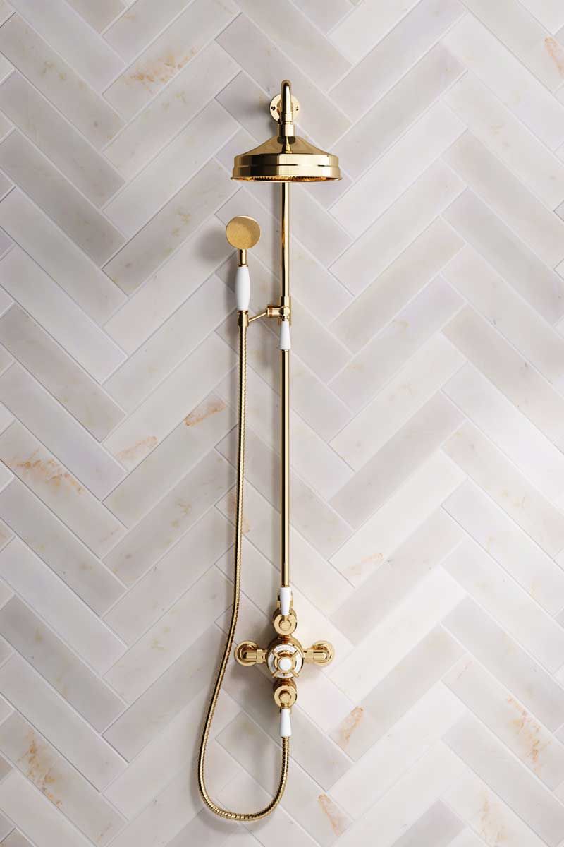 Calder Dual Outlet Shower Kit - Exposed Valve - White Ceramic Lever ...