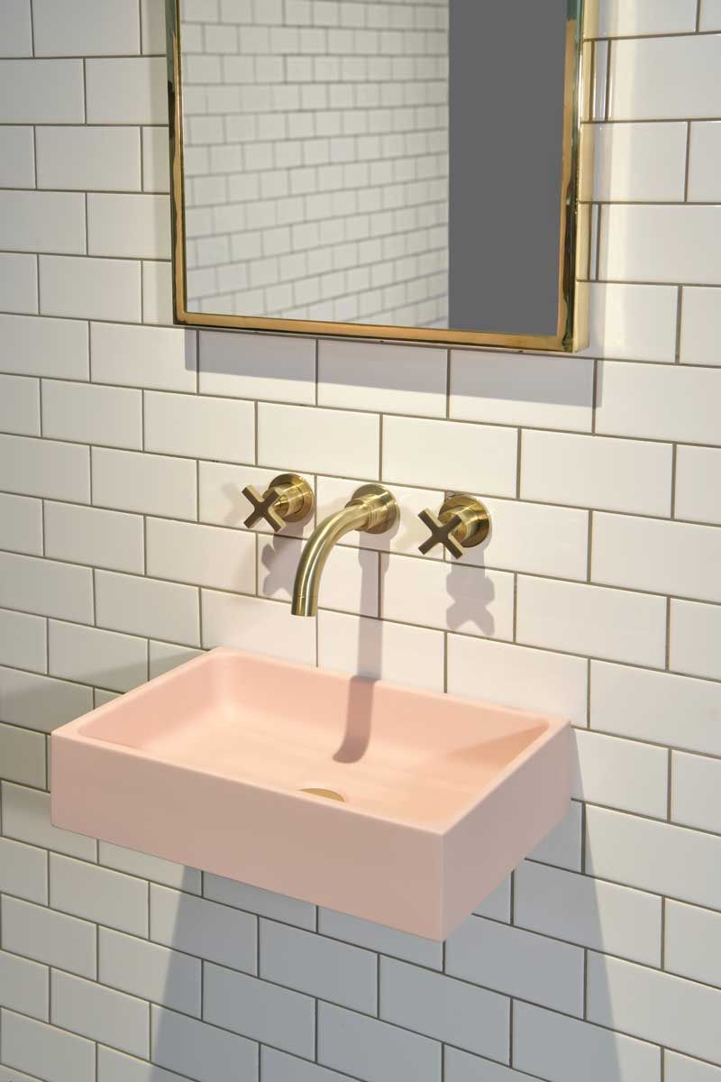 Josef Rectangular Concrete Basin 41.5x28x10 - Freestanding - Blush Pink