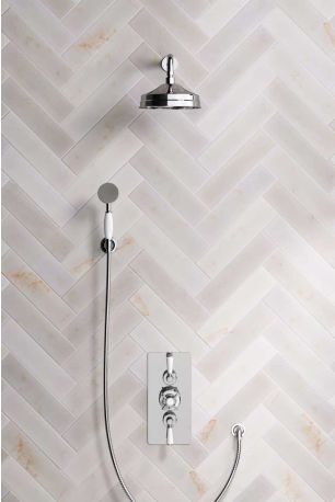 Calder Dual Outlet Shower Kit - Concealed Valve - White Ceramic Lever ...