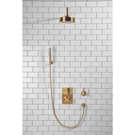 Brushed Brass - Concealed Shower Set + Diverter - Hook Mount - Metal ...