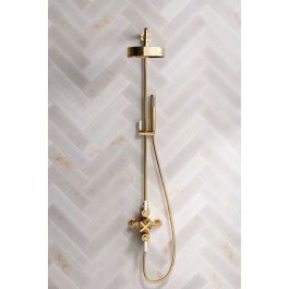 Elbe Dual Outlet Shower Kit - Exposed Valve - White Ceramic Lever ...