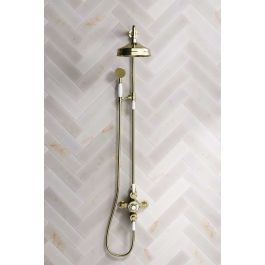 Calder Dual Outlet Shower Kit - Exposed Valve - 8 inch Rose - White ...