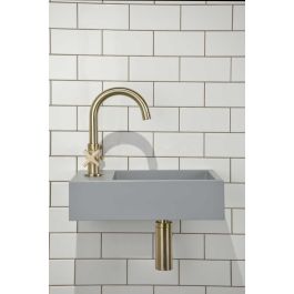 Marcel Rectangular Concrete Basin 1TH 40x23x10.5 - Freestanding - Cool Grey