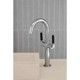 Monobloc Basin Mixer Tap - Deck Mounted - Black Lever - available in a ...