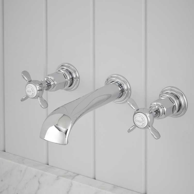 3-Hole Basin Mixer Tap - Wall Mounted X-Top - available in a choice of ...