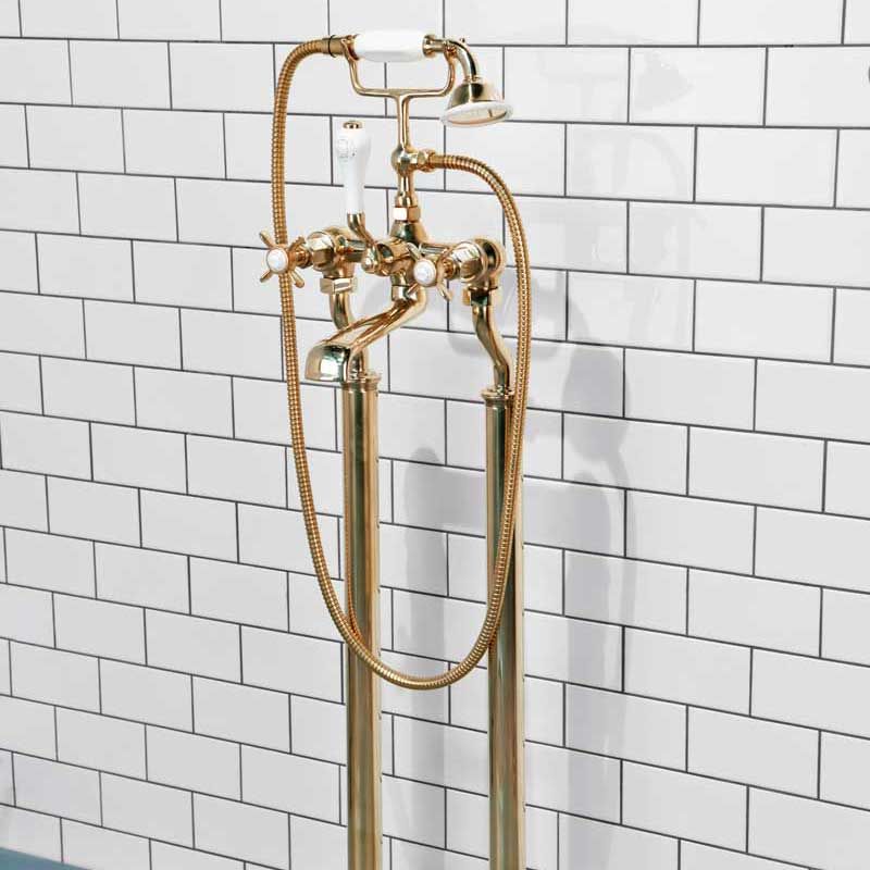 Living Brass - Bath Shower Mixer Tap with 725mm Standpipes X-Top Lever ...