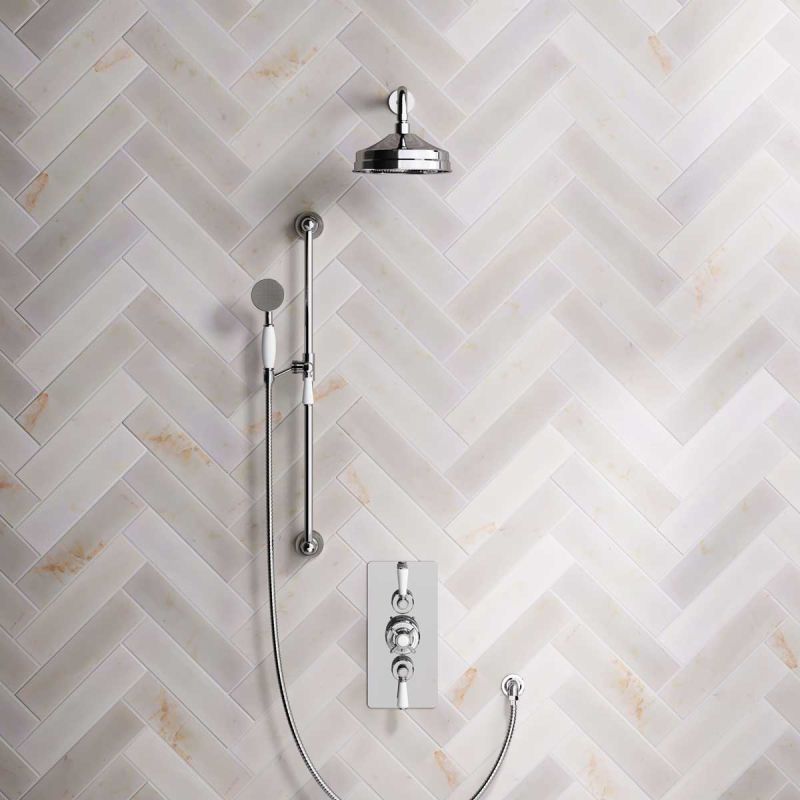 Calder Dual Outlet Shower Kit - Concealed Valve - White Ceramic Lever ...