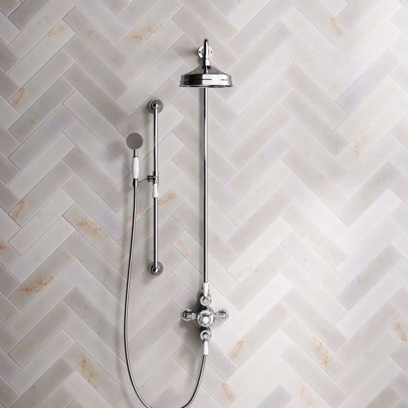 Calder Dual Outlet Shower Kit - Exposed Valve - White Ceramic Lever ...