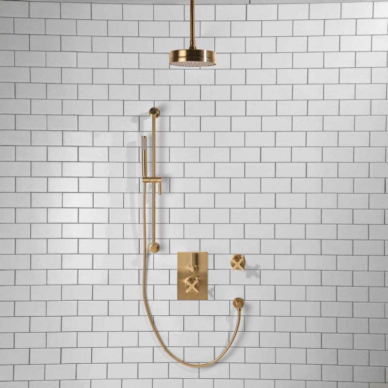 Elbe - Concealed Shower Set + Diverter - Metal Lever/X-Top - 8" Rose ...
