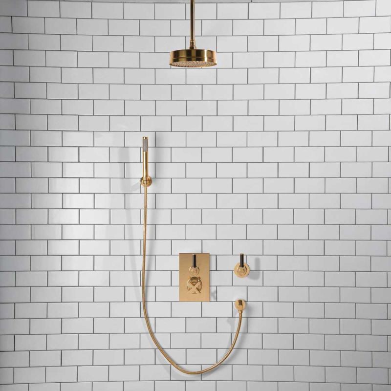 Elbe - Concealed Shower Set + Diverter - Hook Mount - Black Lever/Black ...