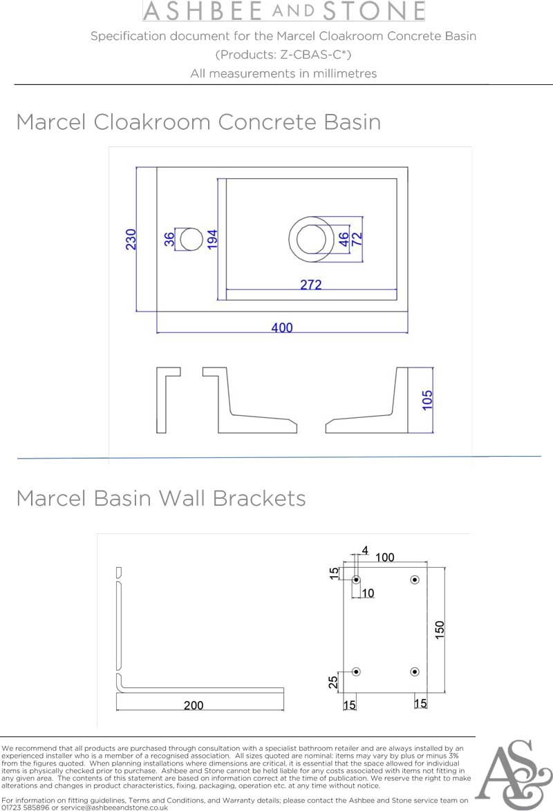 Marcel Rectangular Concrete Basin 1TH 40x23x10.5 - Freestanding - Blush ...